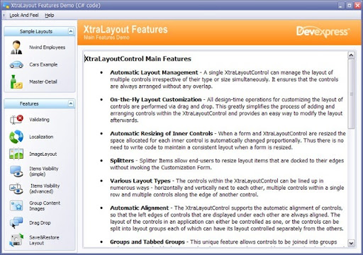 Trevor Unlocked: Feedback: DevExpress Layout Control Main Demo